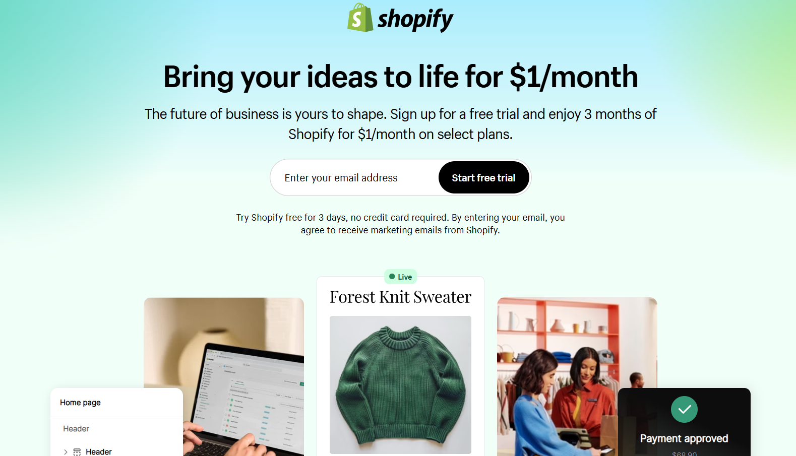 Shopify Free Trial (2025) — 3 Months For $1/mo